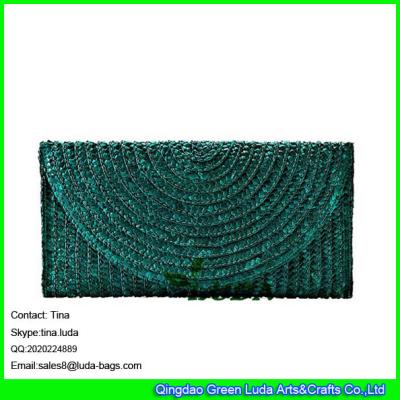 China LUDA lady straw clutch handbags fashion straw evening cosmetic bags for sale