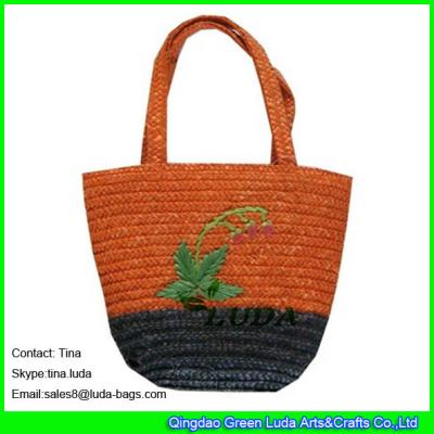 China LUDA fashion wheat straw handbag hand embroidery straw bags for kids for sale