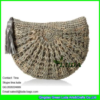 China LUDA colored straw handbags china womens straw raffia straw clutch bag for sale