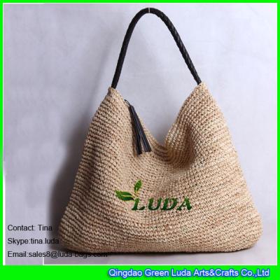 China LUDA high quality raffia handbags new designer sling raffia straw shoulder bags for sale