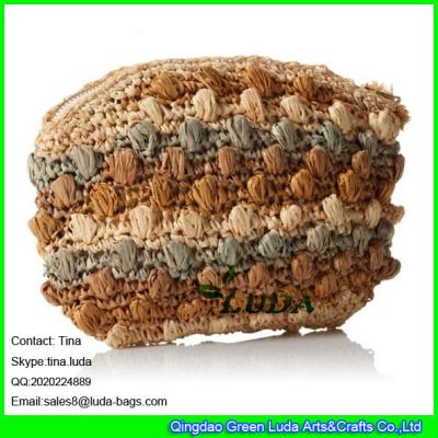 China LUDA fashion raffia straw purses wholesale raffia pouch clutch bag for sale