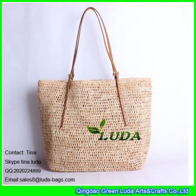 China LUDA extra lrage durable women beach tote bag natural straw raffia bag for sale