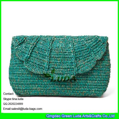 China LUDA 2015 new designer raffia purse green raffia straw handbags wholesale for sale