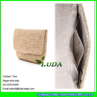China LUDA crochet net beach bag natural lady raffia straw shoulder bag for sale