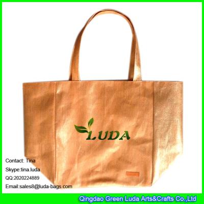 China LUDA pink shopping handbags orange metallic beach straw tote bags for sale
