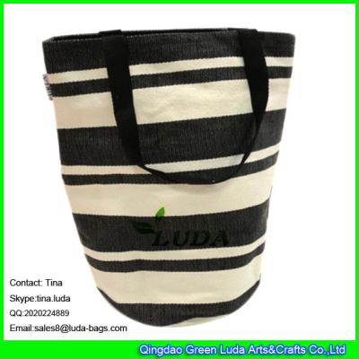 China LUDA rayon handles straw handbags sale black straw shopping shoulder bag for sale