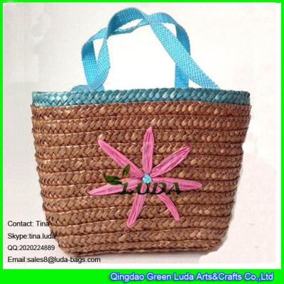 China LUDA embroidery flower straw purses brown small wheat straw bags for sale