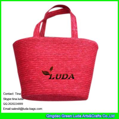 China LUDA red color wheat straw handbag sale ladies straw shoulder bag for sale