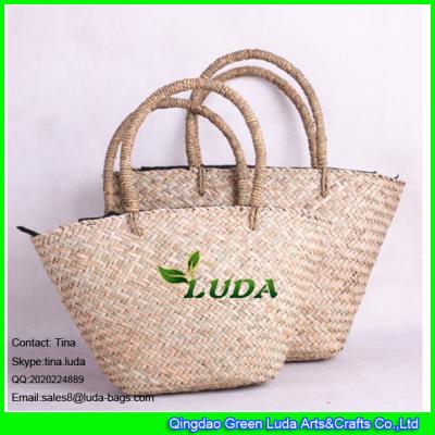 China LUDA handmade straw tote bag seagrass beach straw bags for sale