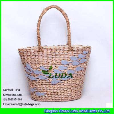 China LUDA 2016 new straw bag cornhusk straw bag with grey fish for sale