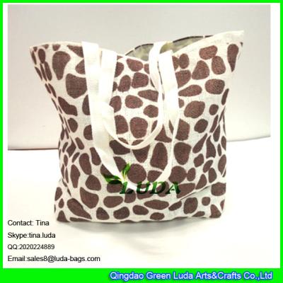 China LUDA scarolina herrera handbags leopart print paper straw shopping bag for sale