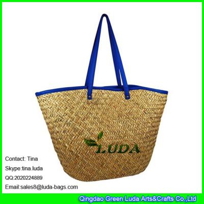 China LUDA 2016 new products seagrass straw handbags with leather strap for sale