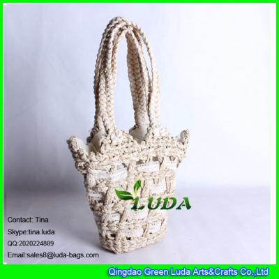 China LUDA  cheap natural straw bags cornhusk handwoven lace handbags for sale