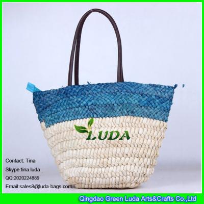 China LUDA affordable handbags cornhusk make striped summer straw bag for sale
