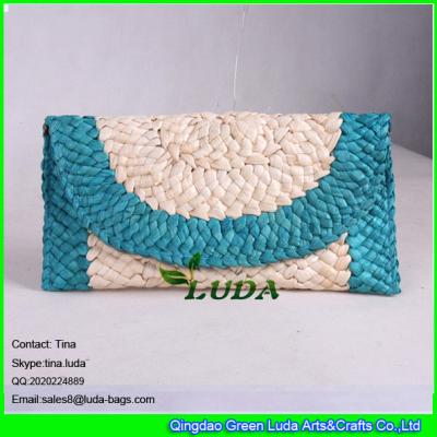 China LUDA two tone cornhusk straw beach shopper tote handbags for sale