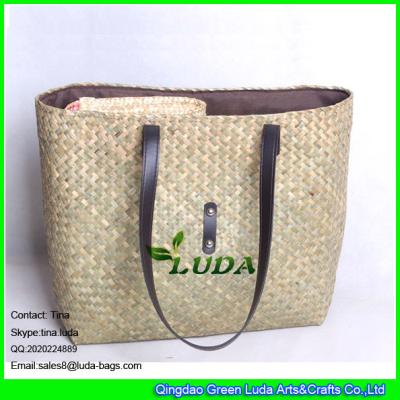 China LUDA natural handwoven tote bag 2016 summer women seagrass water plant straw bag for sale