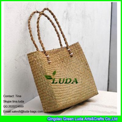 China LUDA summer straw woven handbag natural wicker seagrass straw beach bags for sale
