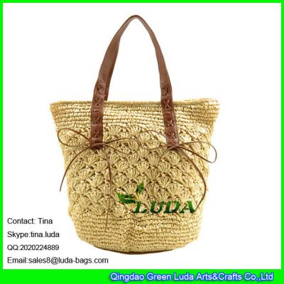 China LUDA hand knitting straw tote bag natural paper straw women bag for sale