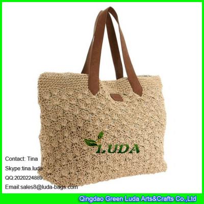 China LUDA  beach ladies straw tote beach bag paper straw handcrochet tote bag for sale
