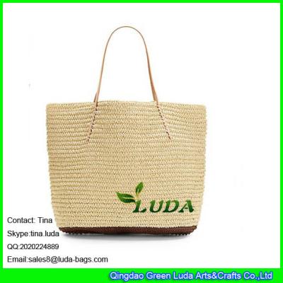 China LUDA colored large straw bag women crochet paper straw handbag for sale