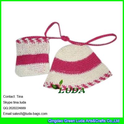 China LUDA hand crochetting cute straw beach hats and bags for girls for sale