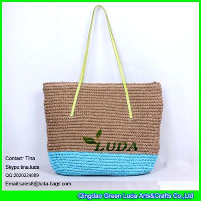 China LUDA designer summer straw handbag beach paper knitted straw bag for sale