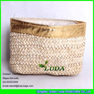 China LUDA new design elegant women corn hust straw clutch bag fashion handbag for sale