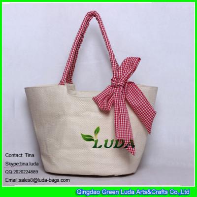 China LUDA 2014 hotsale rural cute bowknots straw beach bags for sale