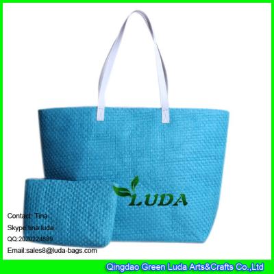 China LUDA ladies new design fashion paper straw bag with cosmetic handbag for sale