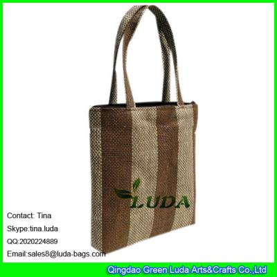 China LUDA wine bottle bag striped straw handbag for promotion for sale