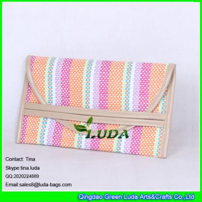 China LUDA colorful clutch beach handbag 2016 summer lady paper straw clutch wallets for sale