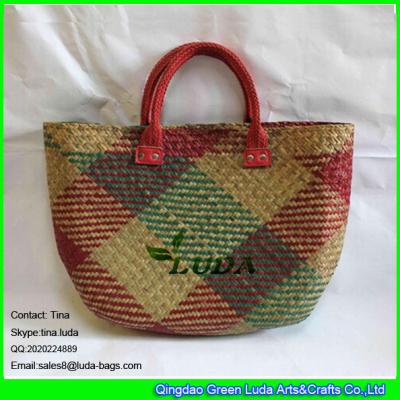 China LUDA vitage handbag hand woven handbag criss-cross pattern seagrass straw bag for sale