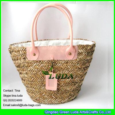 China LUDA handwoven straw tote bag seagrass straw handmade rustic bag for sale