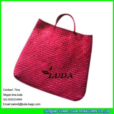 China LUDA moroccan straw handbag red color sea grass straw beach handbag for sale