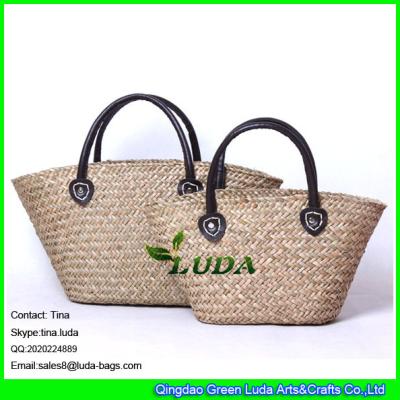 China LUDA western style women straw shoulder bag sea grass straw beach tote for sale