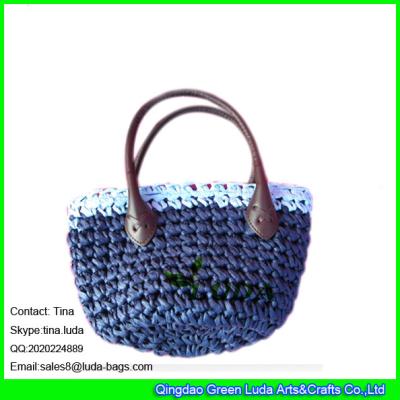 China LUDA navy blue bags lady's small straw bag paper string crochet bag for sale