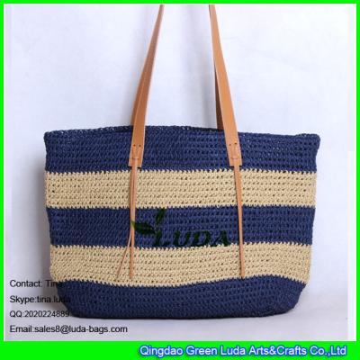 China LUDA women summer fresh paper straw bucket bag striped crochet beach tote bag for sale