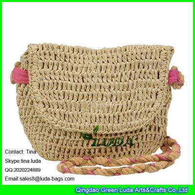 China LUDA natural magnetic paper straw crochet mini crossbody bag for sale
