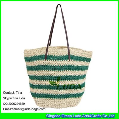 China LUDA fashion women's craft handbags leather shoulders knitting paper straw bag for sale