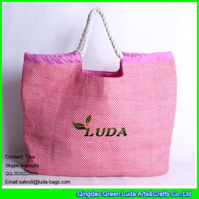 Cina Borsa di carta della spiaggia della spalla della paglia di modo di rosa 2016 della borsa della spiaggia di grande capacità di LUDA in vendita