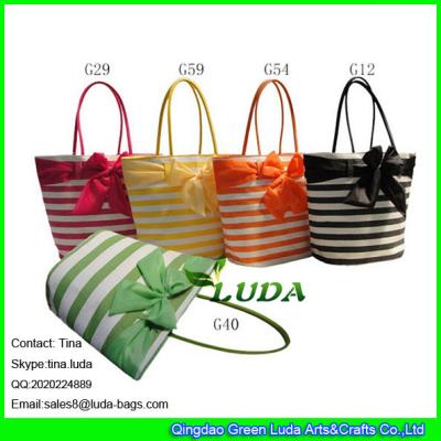 China LUDA 2015 fashionalbe ladies shopping bag striped knownot summer straw beach bag for sale