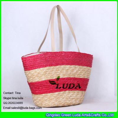 China LUDA 2015 wholesale beach bags stripe wheat straw beach bag for sale