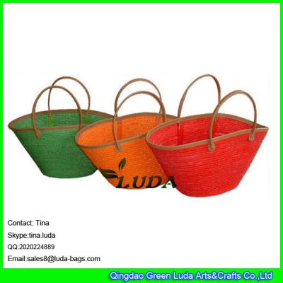 China LUDA 2014 hot summer holiday beach straw bag large straw basket bag for sale