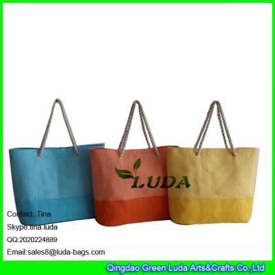 China LUDA promotional foldable beach bag paper straw summer beach bags for sale
