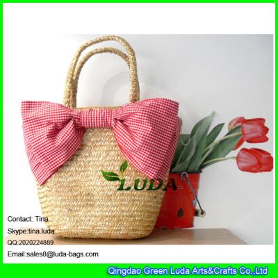 Cina Borse naturali della paglia di frumento di bowknot del summmer della spiaggia delle ragazze di LUDA 2015 in vendita