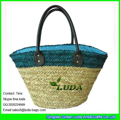 中国 LUDA 色のブロックのわらのショルダー・バッグのハンドメイドの海草のわら浜袋 販売のため
