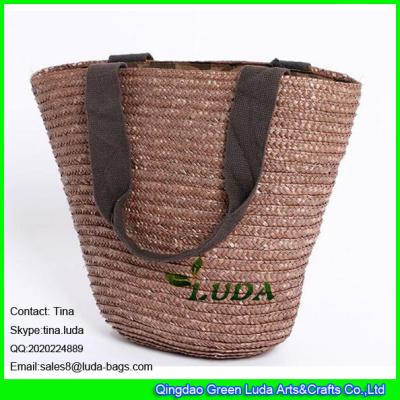 China LUDA china straw bag brown wheat straw made basket straw bags for sale