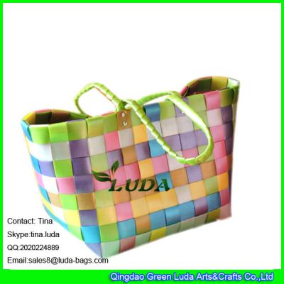 China LUDA colorful pp strap woven shopper bag plastic straw shopping bag for sale