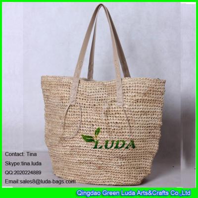 China LUDA handmade natural raffia straw crochet beah bags for sale