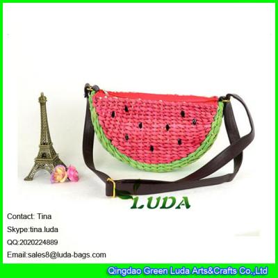 China LUDA 2016 hot sale cornhusk made watermelon straw shoulder bags for sale